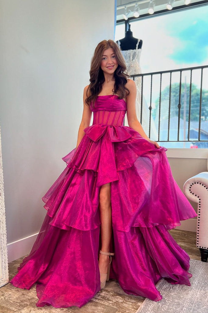 Charming Ball Gown Strapless Fuchsia Organza Wedding Dresses AB24090901 ...